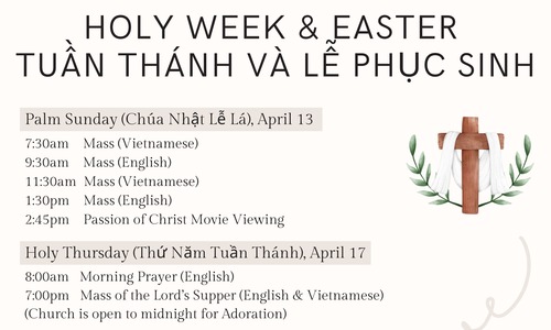 Holy Week & Easter Schedule - Holy Child Jesus - Chicago, IL